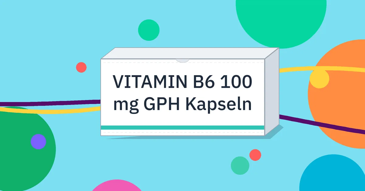 Symbolbild: Packung mit der Aufschrift VITAMIN B6 100 mg GPH Kapseln (PZN 14364912) – Verfügbarkeit und Bezug in Apotheken in Frankfurt am Main
