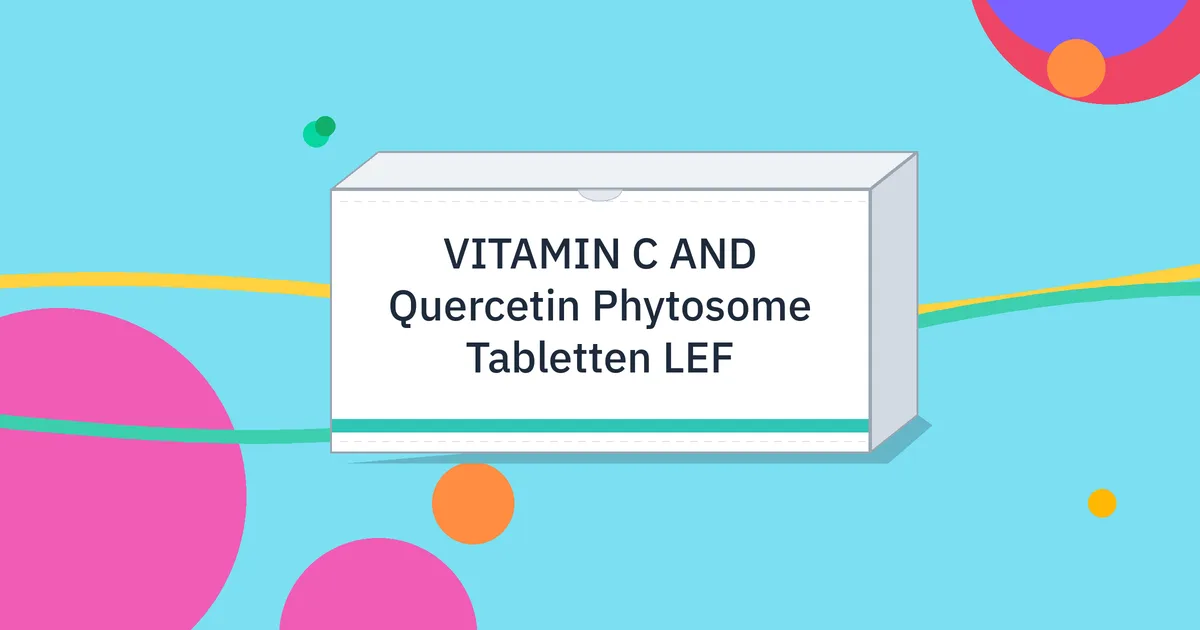 Symbolbild: Packung mit der Aufschrift VITAMIN C AND Quercetin Phytosome Tabletten LEF (PZN 17952673) – Verfügbarkeit und Bezug in Apotheken in Frankfurt am Main