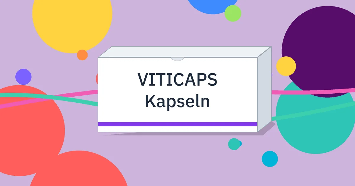 Symbolbild: Packung mit der Aufschrift VITICAPS Kapseln (PZN 13744050) – Verfügbarkeit und Bezug in Apotheken in Frankfurt am Main