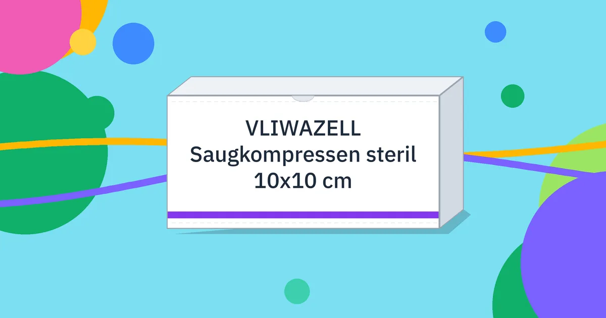 Symbolbild: Packung mit der Aufschrift VLIWAZELL Saugkompressen steril 10x10 cm (PZN 01027308) – Verfügbarkeit und Bezug in Apotheken in Frankfurt am Main