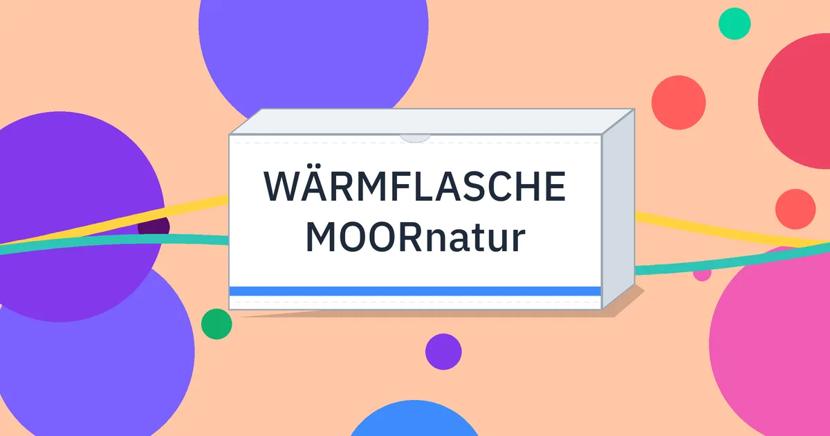 Symbolbild: Packung mit der Aufschrift WÄRMFLASCHE MOORnatur (PZN 12477405) – Verfügbarkeit und Bezug in Apotheken in Frankfurt am Main