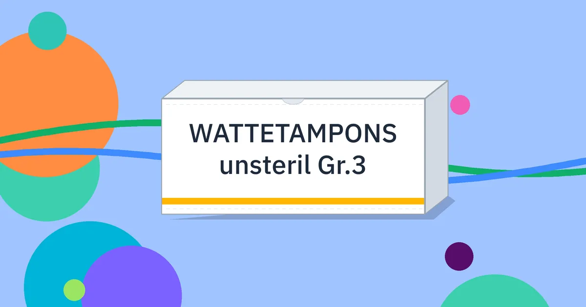 Symbolbild: Packung mit der Aufschrift WATTETAMPONS unsteril Gr.3 (PZN 01960593) – Verfügbarkeit und Bezug in Apotheken in Frankfurt am Main