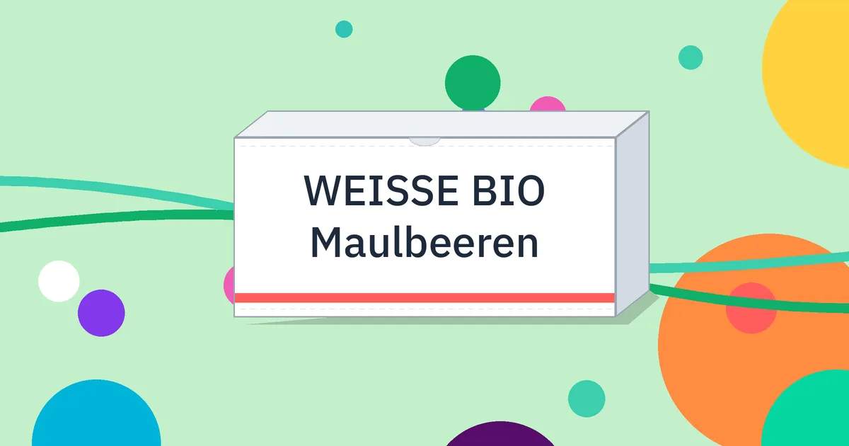 Symbolbild: Packung mit der Aufschrift WEISSE BIO Maulbeeren (PZN 10115431) – Verfügbarkeit und Bezug in Apotheken in Frankfurt am Main