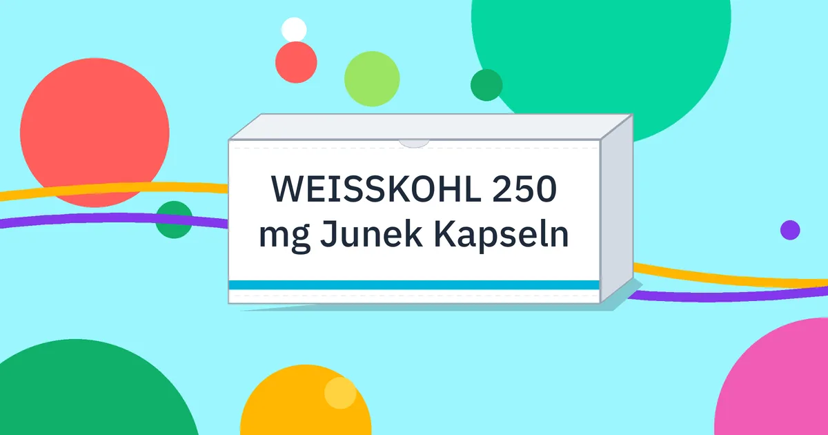 Symbolbild: Packung mit der Aufschrift WEISSKOHL 250 mg Junek Kapseln (PZN 01106083) – Verfügbarkeit und Bezug in Apotheken in Frankfurt am Main