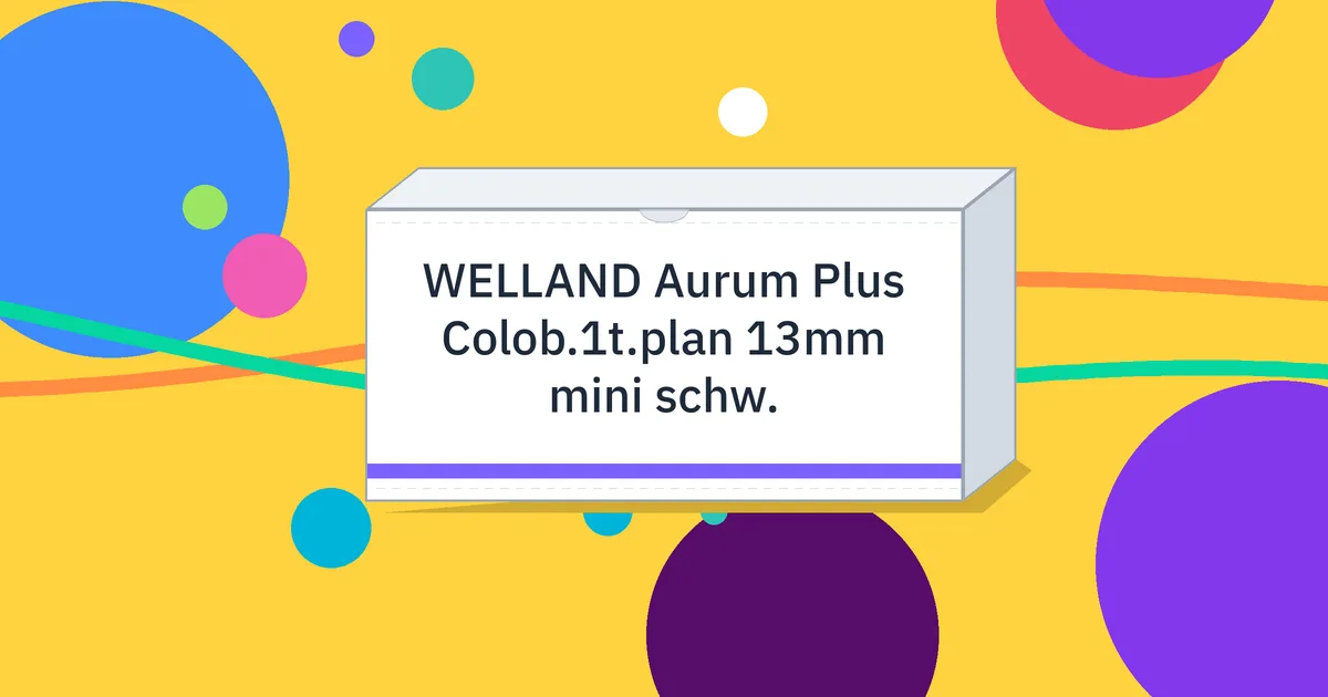 Symbolbild: Packung mit der Aufschrift WELLAND Aurum Plus Colob.1t.plan 13mm mini schw. (PZN 17826394) – Verfügbarkeit und Bezug in Apotheken in Frankfurt am Main
