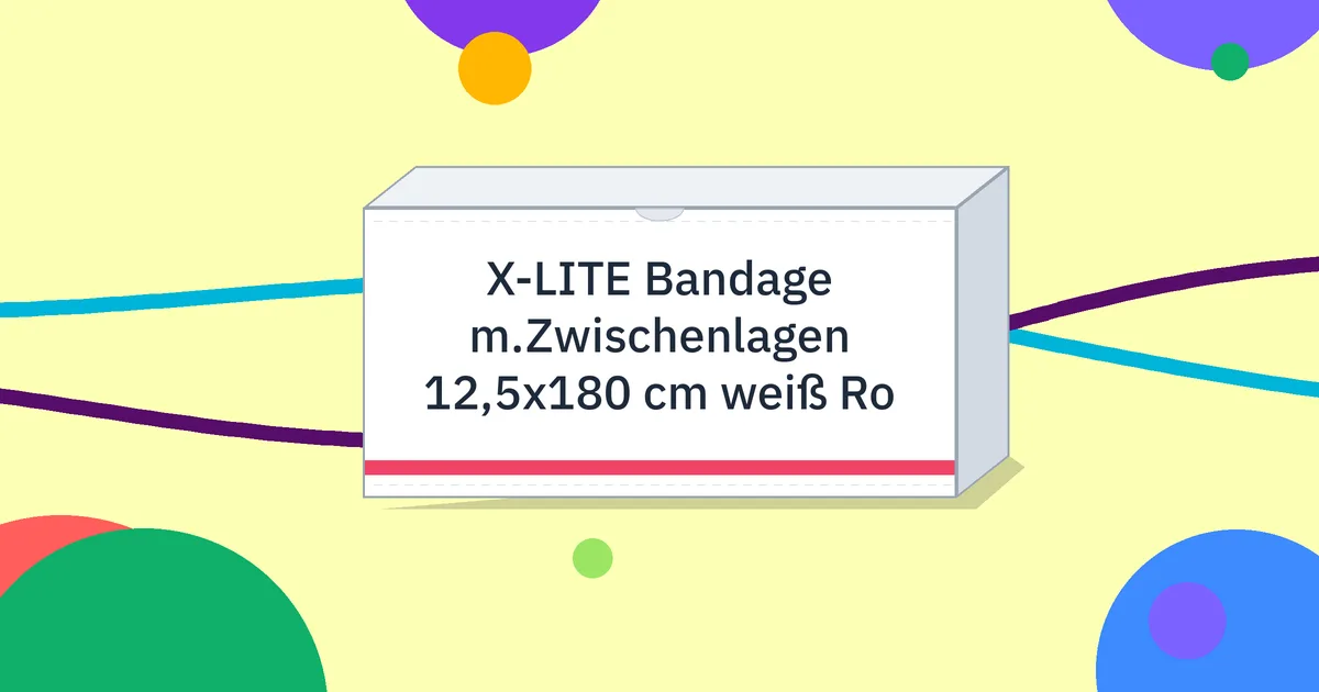 Symbolbild: Packung mit der Aufschrift X-LITE Bandage m.Zwischenlagen 12,5x180 cm weiß Ro (PZN 02467133) – Verfügbarkeit und Bezug in Apotheken in Frankfurt am Main
