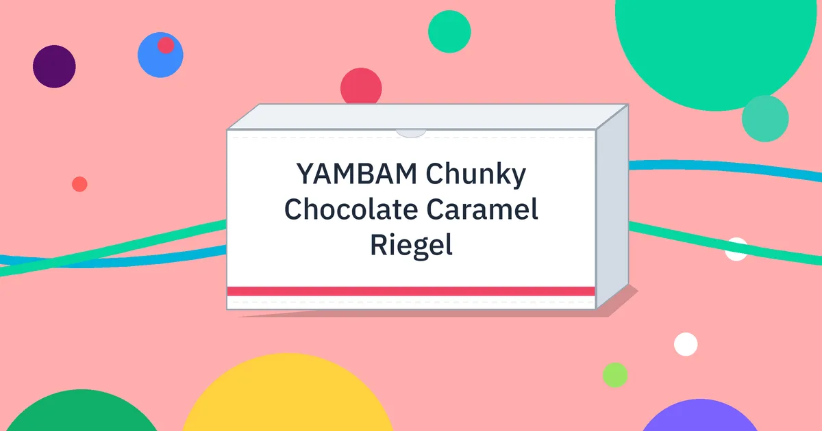 Symbolbild: Packung mit der Aufschrift YAMBAM Chunky Chocolate Caramel Riegel (PZN 11035415) – Verfügbarkeit und Bezug in Apotheken in Frankfurt am Main