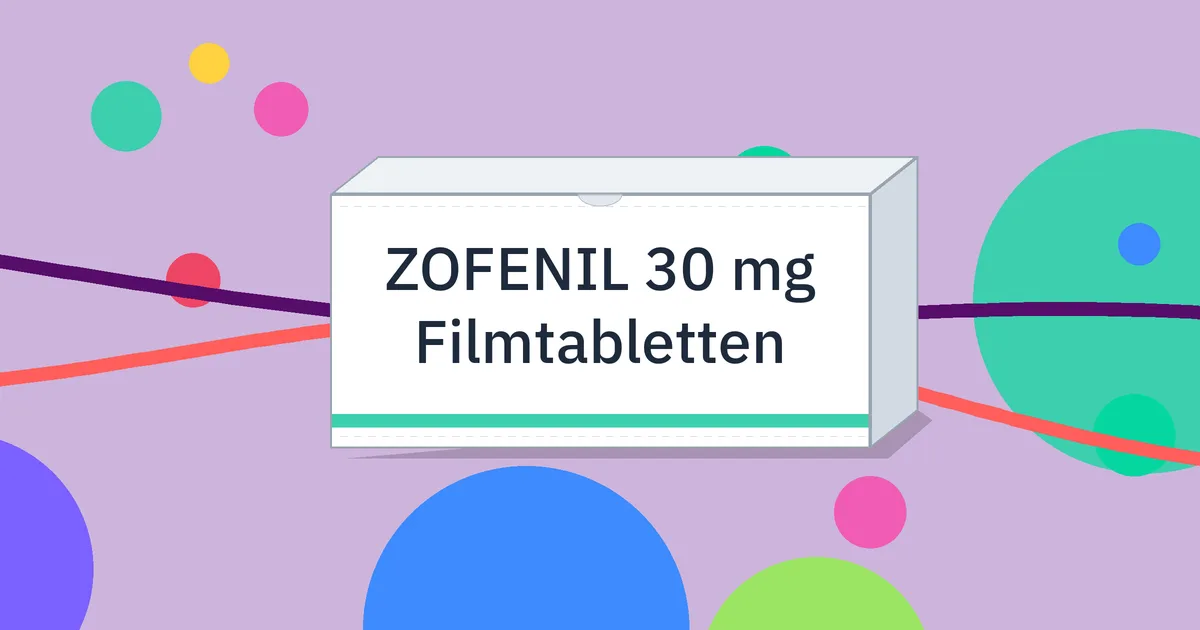 Symbolbild: Packung mit der Aufschrift ZOFENIL 30 mg Filmtabletten (PZN 09895731) – Verfügbarkeit und Bezug in Apotheken in Frankfurt am Main