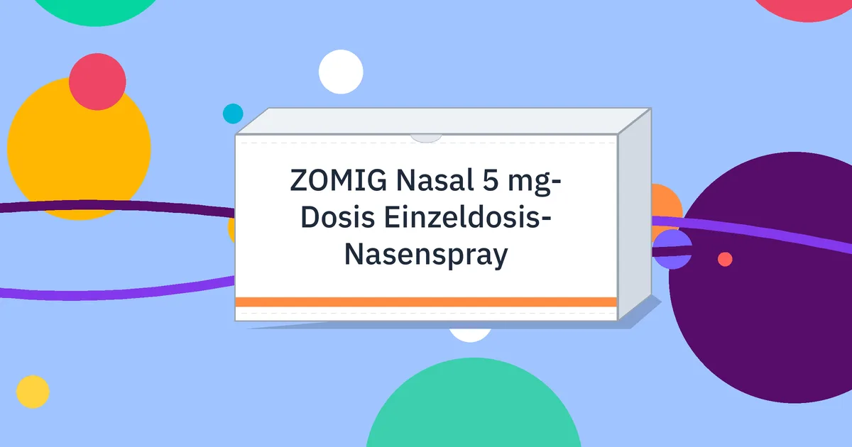 Symbolbild: Packung mit der Aufschrift ZOMIG Nasal 5 mg-Dosis Einzeldosis-Nasenspray (PZN 00589464) – Verfügbarkeit und Bezug in Apotheken in Frankfurt am Main
