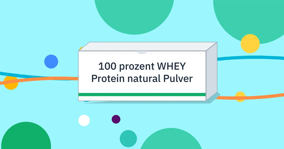 Symbolbild: Packung mit der Aufschrift 100 prozent WHEY Protein natural Pulver (PZN 16152947) – Verfügbarkeit und Bezug in Apotheken in Frankfurt am Main