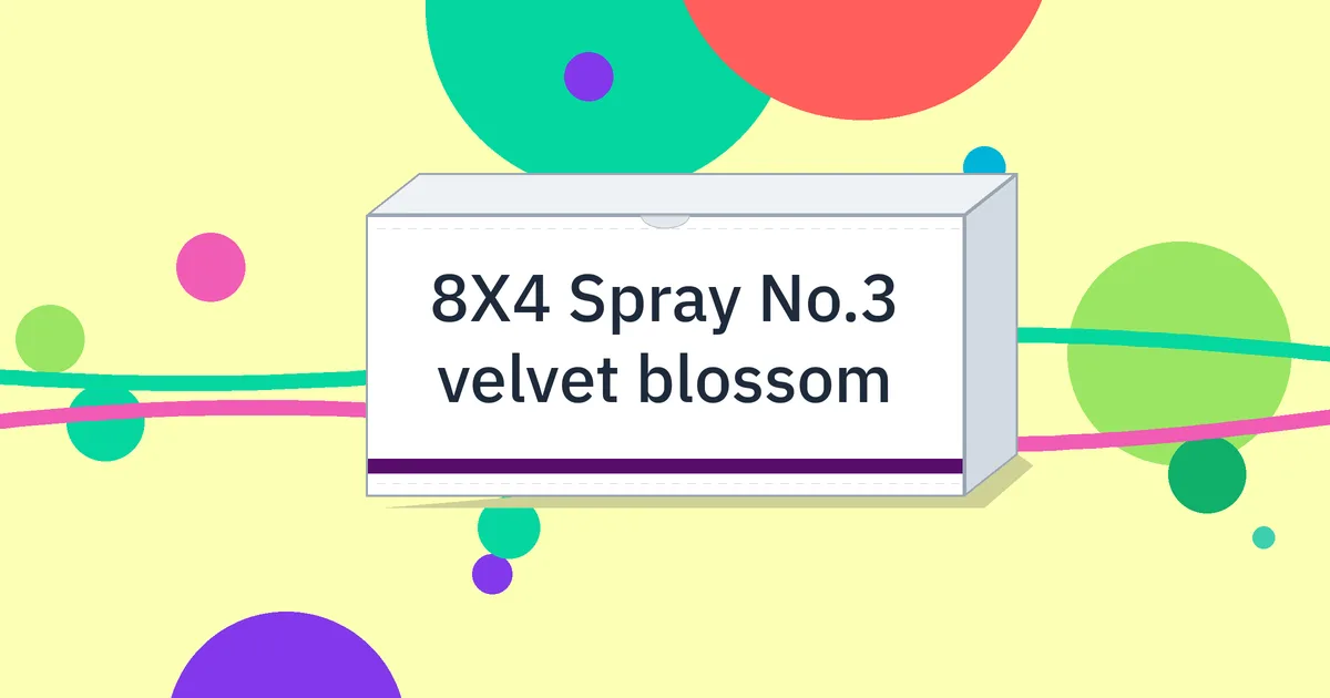 Symbolbild: Packung mit der Aufschrift 8X4 Spray No.3 velvet blossom (PZN 16047038) – Verfügbarkeit und Bezug in Apotheken in Frankfurt am Main