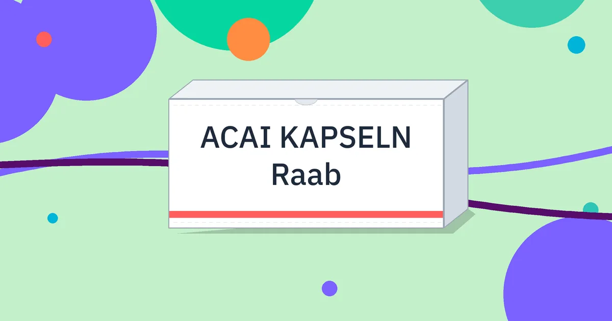 Symbolbild: Packung mit der Aufschrift ACAI KAPSELN Raab (PZN 09274526) – Verfügbarkeit und Bezug in Apotheken in Frankfurt am Main