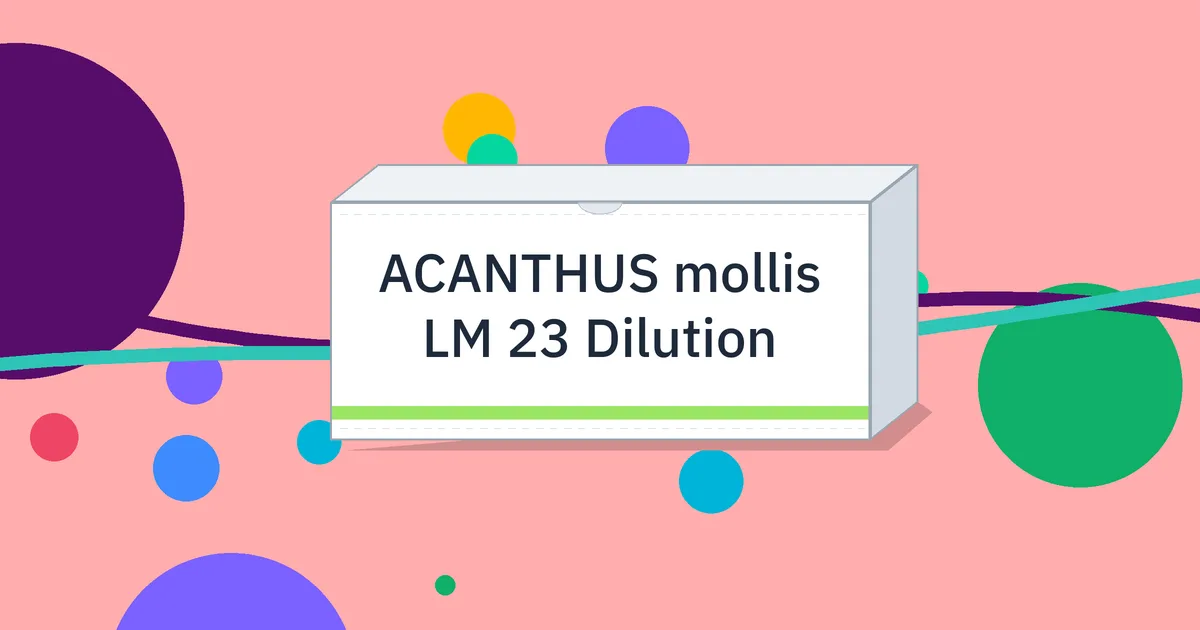 Symbolbild: Packung mit der Aufschrift ACANTHUS mollis LM 23 Dilution (PZN 13263497) – Verfügbarkeit und Bezug in Apotheken in Frankfurt am Main
