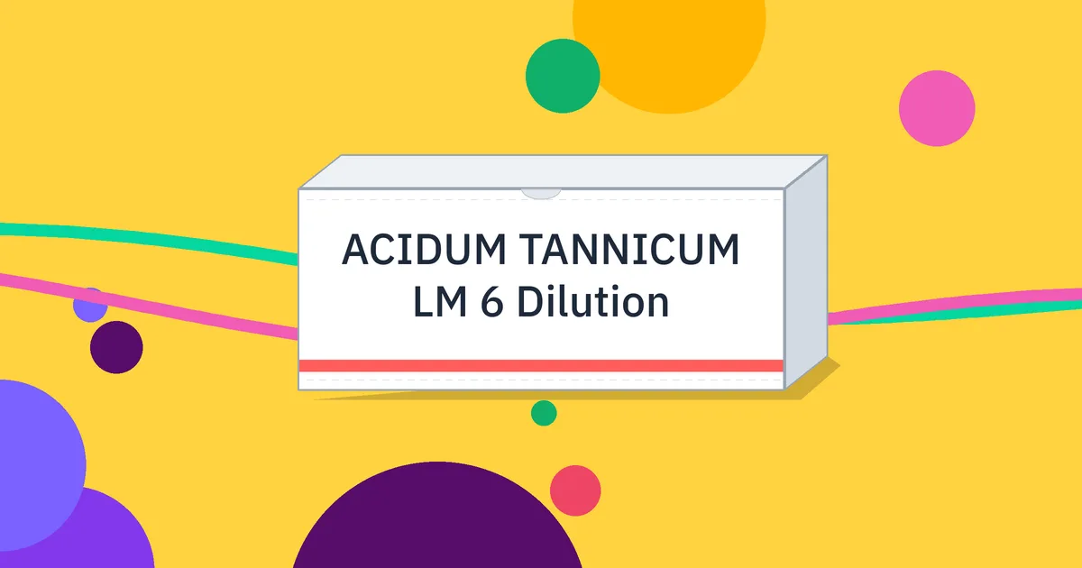 Symbolbild: Packung mit der Aufschrift ACIDUM TANNICUM LM 6 Dilution (PZN 13285582) – Verfügbarkeit und Bezug in Apotheken in Frankfurt am Main