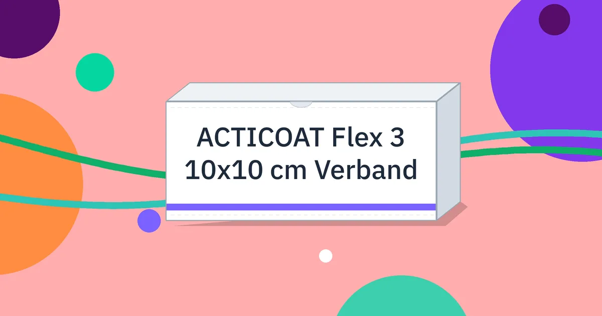 Symbolbild: Packung mit der Aufschrift ACTICOAT Flex 3 10x10 cm Verband (PZN 20056221) – Verfügbarkeit und Bezug in Apotheken in Frankfurt am Main