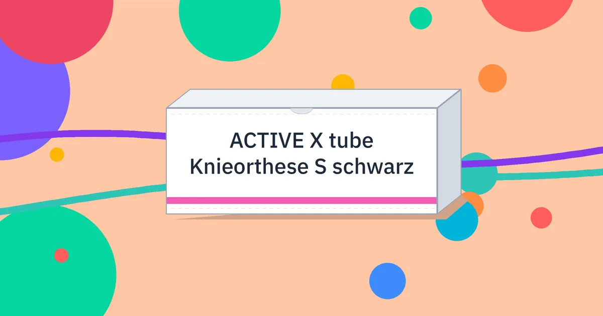 Symbolbild: Packung mit der Aufschrift ACTIVE X tube Knieorthese S schwarz (PZN 11557734) – Verfügbarkeit und Bezug in Apotheken in Frankfurt am Main