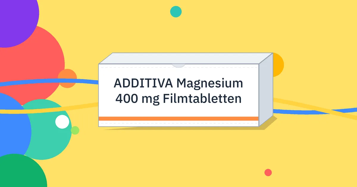 Symbolbild: Packung mit der Aufschrift ADDITIVA Magnesium 400 mg Filmtabletten (PZN 06139325) – Verfügbarkeit und Bezug in Apotheken in Frankfurt am Main
