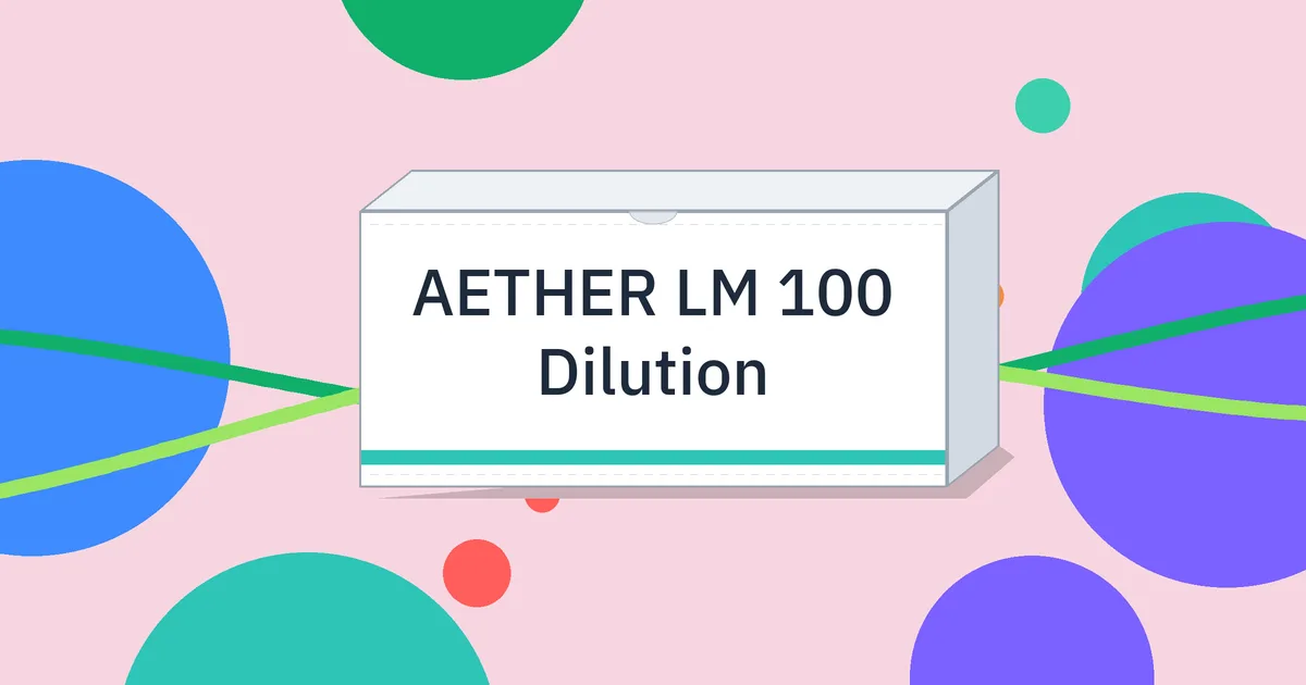 Symbolbild: Packung mit der Aufschrift AETHER LM 100 Dilution (PZN 13300695) – Verfügbarkeit und Bezug in Apotheken in Frankfurt am Main