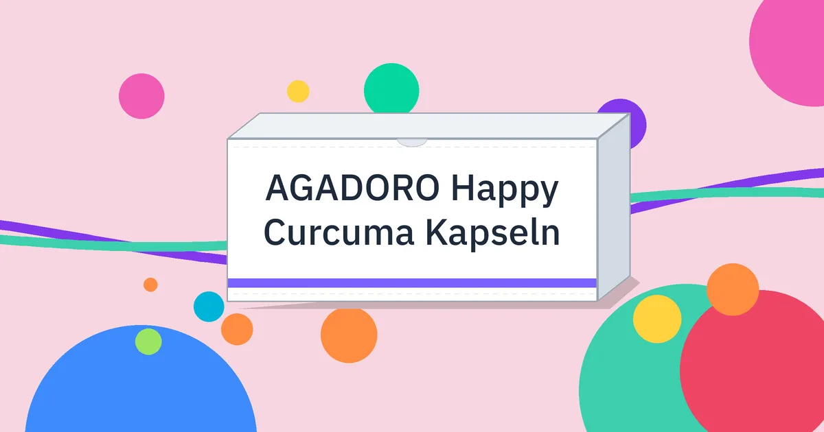Symbolbild: Packung mit der Aufschrift AGADORO Happy Curcuma Kapseln (PZN 17436285) – Verfügbarkeit und Bezug in Apotheken in Frankfurt am Main