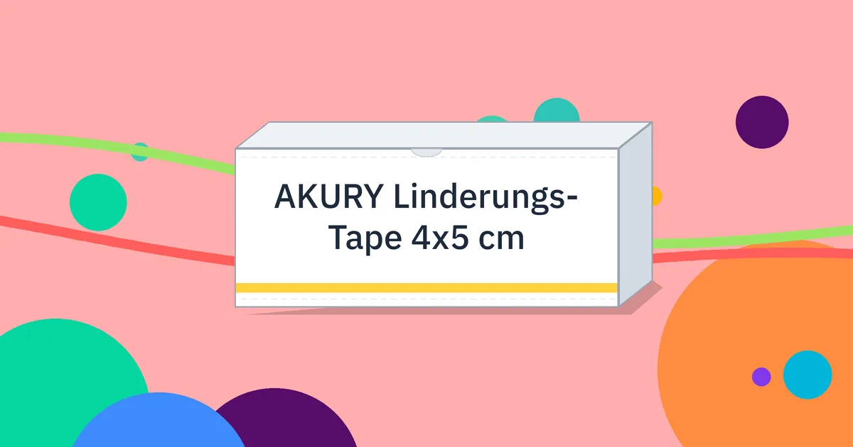 Symbolbild: Packung mit der Aufschrift AKURY Linderungs-Tape 4x5 cm (PZN 20390262) – Verfügbarkeit und Bezug in Apotheken in Frankfurt am Main
