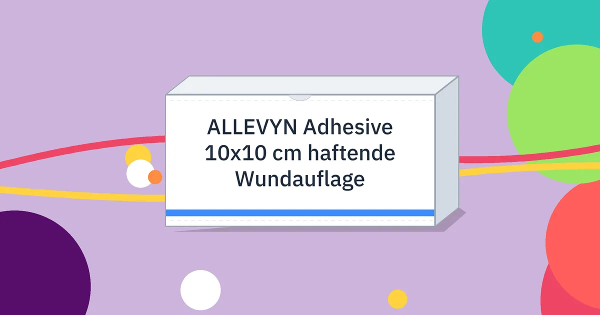 Symbolbild: Packung mit der Aufschrift ALLEVYN Adhesive 10x10 cm haftende Wundauflage (PZN 17830639) – Verfügbarkeit und Bezug in Apotheken in Frankfurt am Main