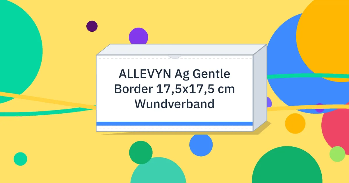 Symbolbild: Packung mit der Aufschrift ALLEVYN Ag Gentle Border 17,5x17,5 cm Wundverband (PZN 16164270) – Verfügbarkeit und Bezug in Apotheken in Frankfurt am Main