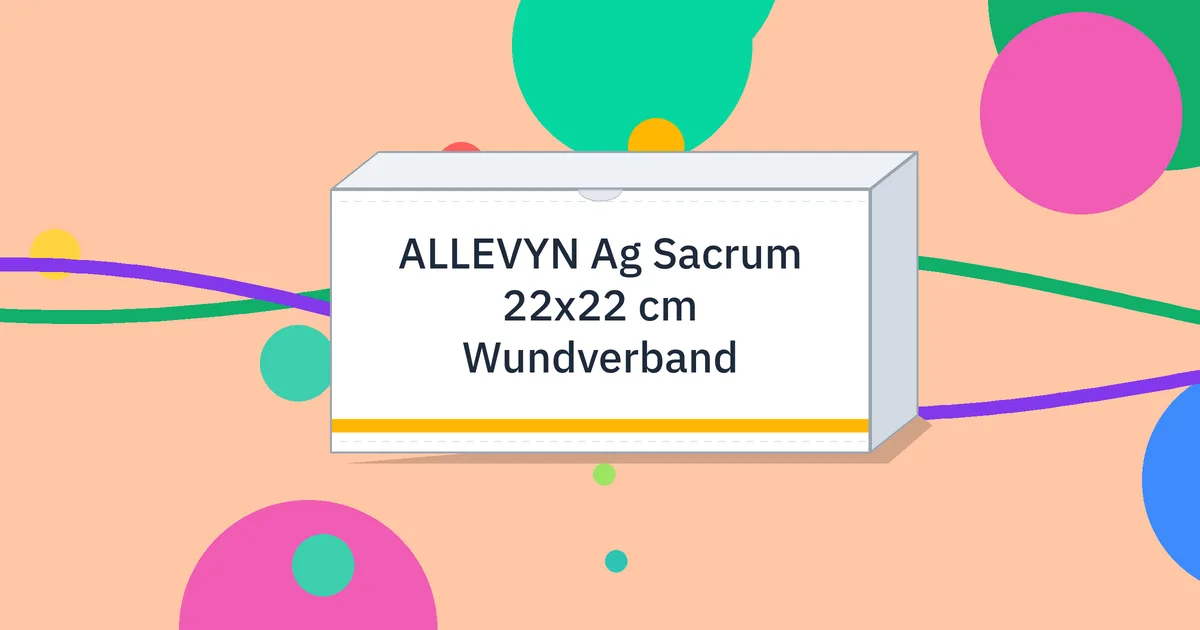 Symbolbild: Packung mit der Aufschrift ALLEVYN Ag Sacrum 22x22 cm Wundverband (PZN 19924534) – Verfügbarkeit und Bezug in Apotheken in Frankfurt am Main