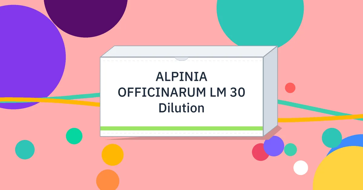 Symbolbild: Packung mit der Aufschrift ALPINIA OFFICINARUM LM 30 Dilution (PZN 13314065) – Verfügbarkeit und Bezug in Apotheken in Frankfurt am Main