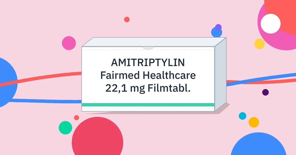 Symbolbild: Packung mit der Aufschrift AMITRIPTYLIN Fairmed Healthcare 22,1 mg Filmtabl. (PZN 16564578) – Verfügbarkeit und Bezug in Apotheken in Frankfurt am Main