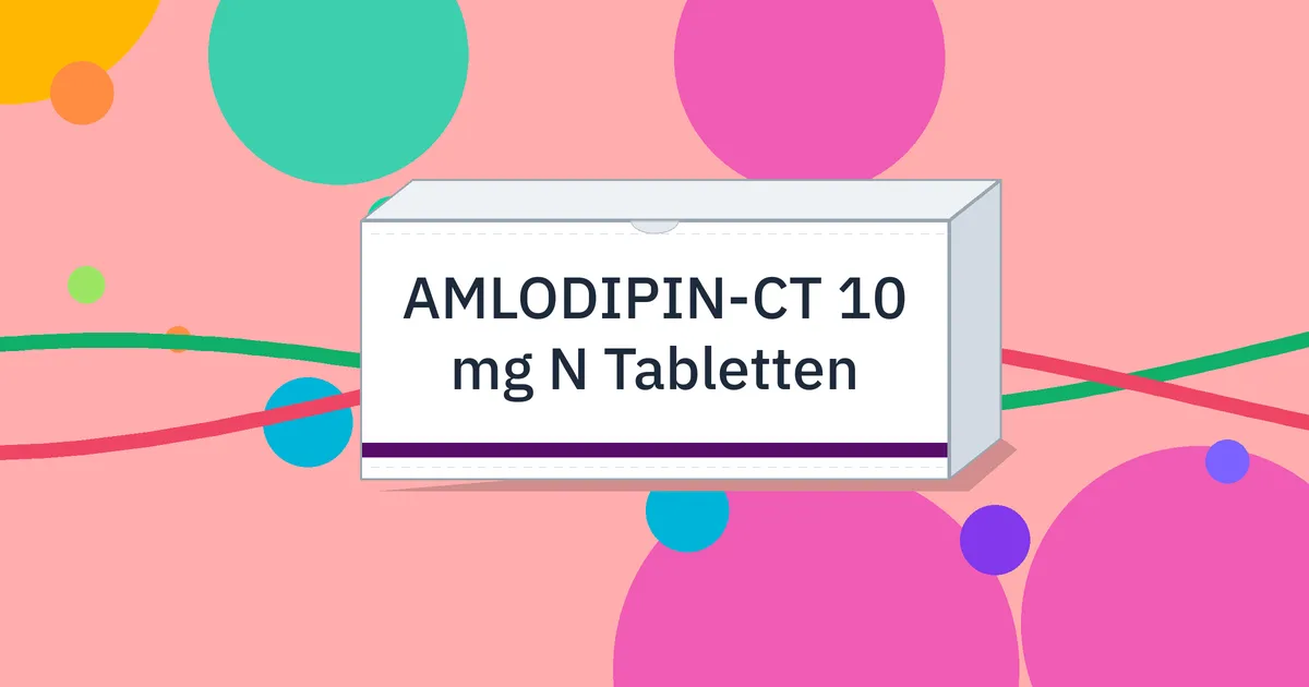 Symbolbild: Packung mit der Aufschrift AMLODIPIN-CT 10 mg N Tabletten (PZN 07280965) – Verfügbarkeit und Bezug in Apotheken in Frankfurt am Main
