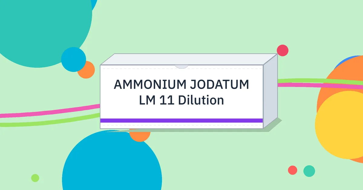Symbolbild: Packung mit der Aufschrift AMMONIUM JODATUM LM 11 Dilution (PZN 13321326) – Verfügbarkeit und Bezug in Apotheken in Frankfurt am Main