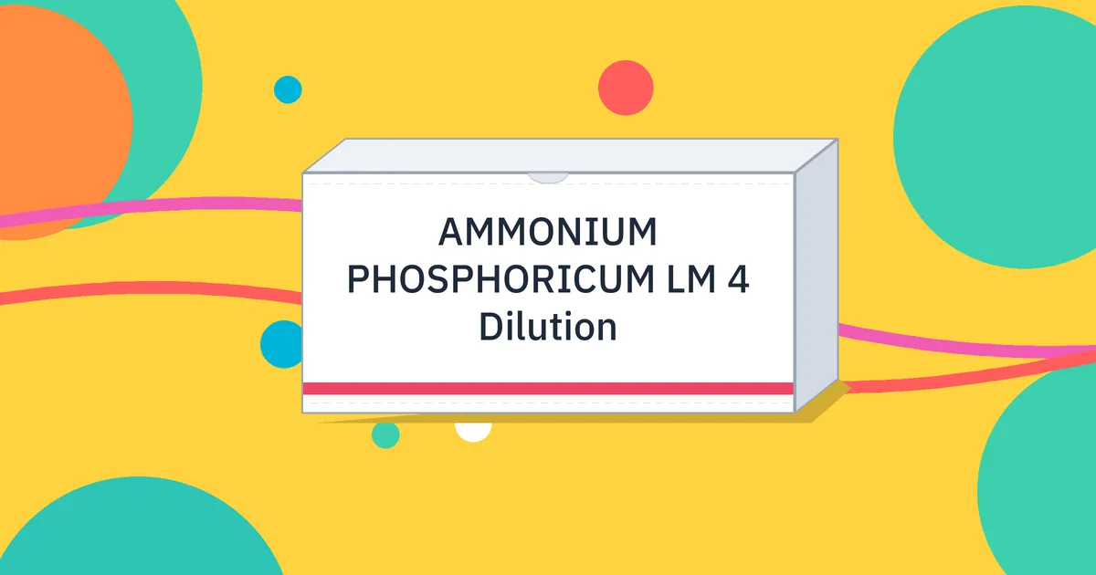 Symbolbild: Packung mit der Aufschrift AMMONIUM PHOSPHORICUM LM 4 Dilution (PZN 13322188) – Verfügbarkeit und Bezug in Apotheken in Frankfurt am Main