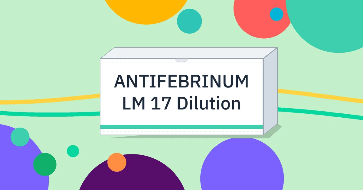 Symbolbild: Packung mit der Aufschrift ANTIFEBRINUM LM 17 Dilution (PZN 13371755) – Verfügbarkeit und Bezug in Apotheken in Frankfurt am Main