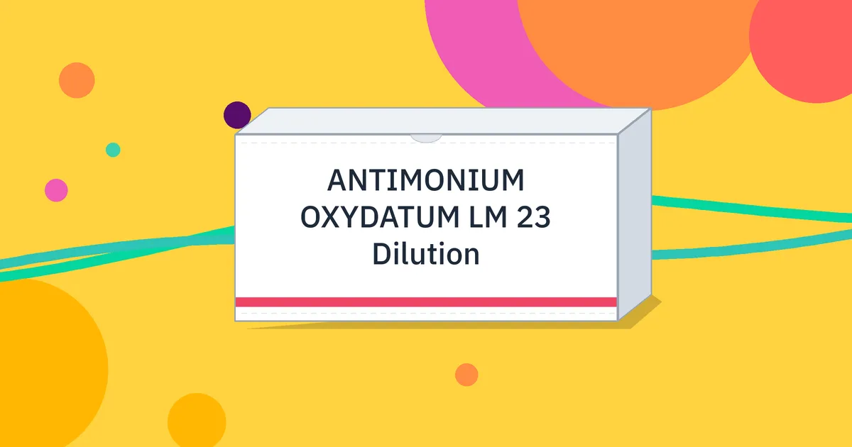 Symbolbild: Packung mit der Aufschrift ANTIMONIUM OXYDATUM LM 23 Dilution (PZN 13374653) – Verfügbarkeit und Bezug in Apotheken in Frankfurt am Main
