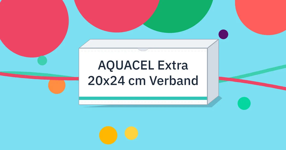 Symbolbild: Packung mit der Aufschrift AQUACEL Extra 20x24 cm Verband (PZN 19975098) – Verfügbarkeit und Bezug in Apotheken in Frankfurt am Main