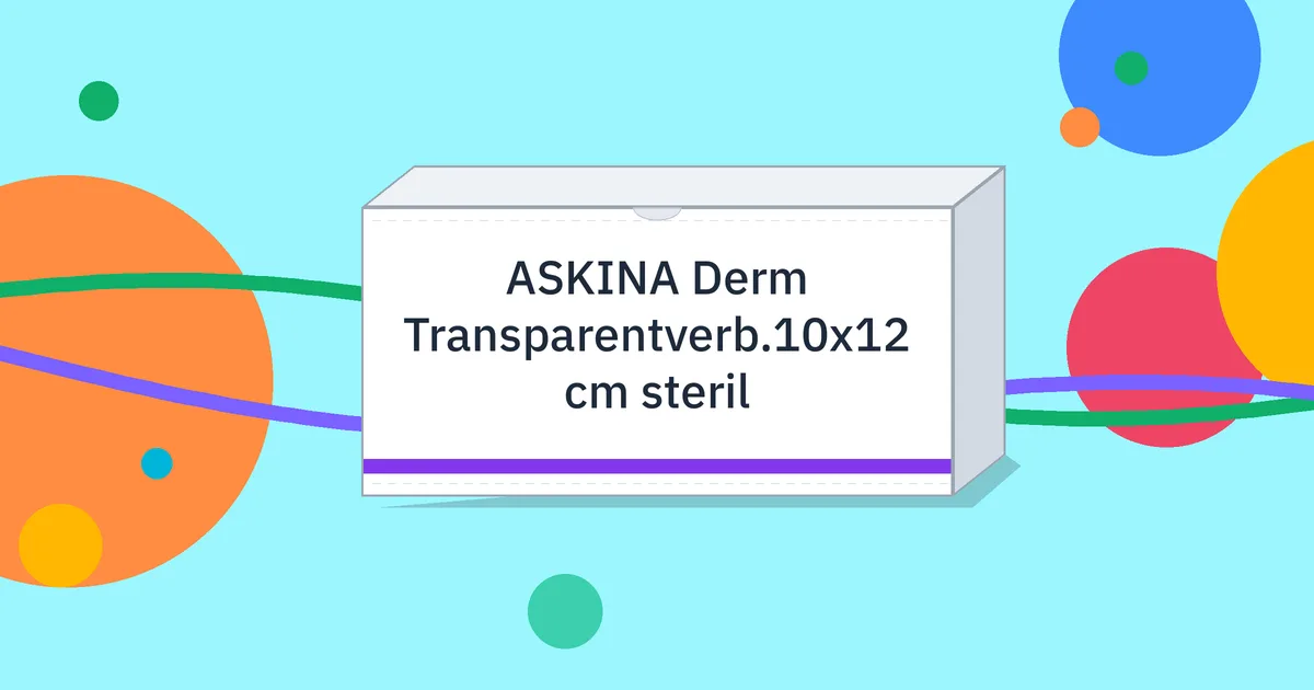 Symbolbild: Packung mit der Aufschrift ASKINA Derm Transparentverb.10x12 cm steril (PZN 07430100) – Verfügbarkeit und Bezug in Apotheken in Frankfurt am Main