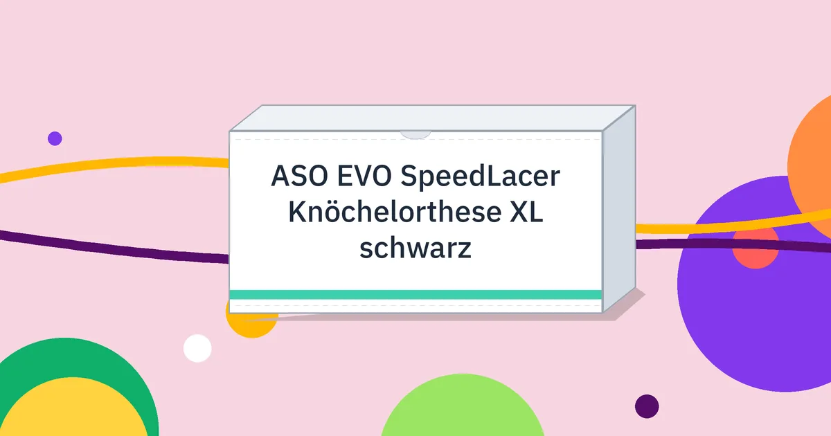 Symbolbild: Packung mit der Aufschrift ASO EVO SpeedLacer Knöchelorthese XL schwarz (PZN 10839755) – Verfügbarkeit und Bezug in Apotheken in Frankfurt am Main
