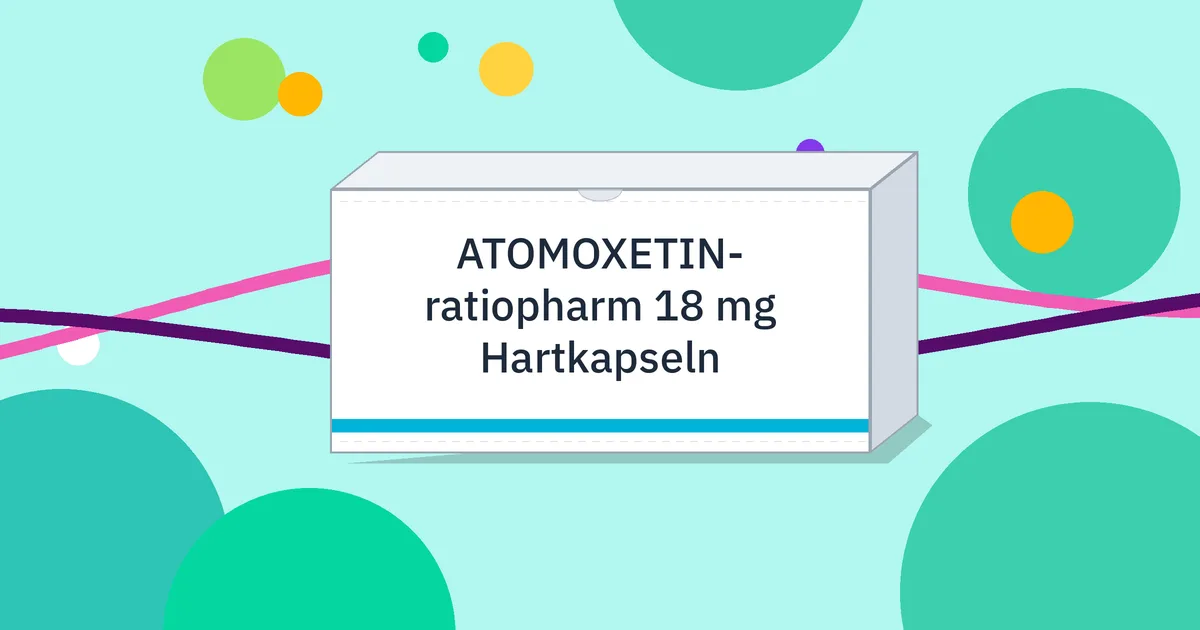 Symbolbild: Packung mit der Aufschrift ATOMOXETIN-ratiopharm 18 mg Hartkapseln (PZN 14189136) – Verfügbarkeit und Bezug in Apotheken in Frankfurt am Main