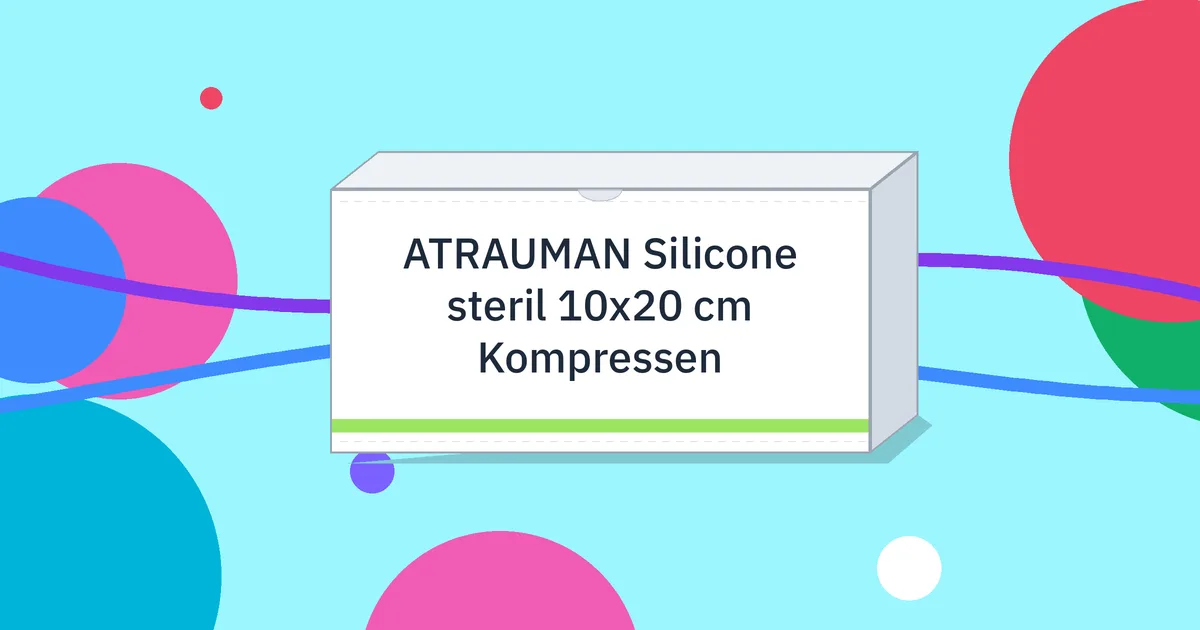 Symbolbild: Packung mit der Aufschrift ATRAUMAN Silicone steril 10x20 cm Kompressen (PZN 18319334) – Verfügbarkeit und Bezug in Apotheken in Frankfurt am Main
