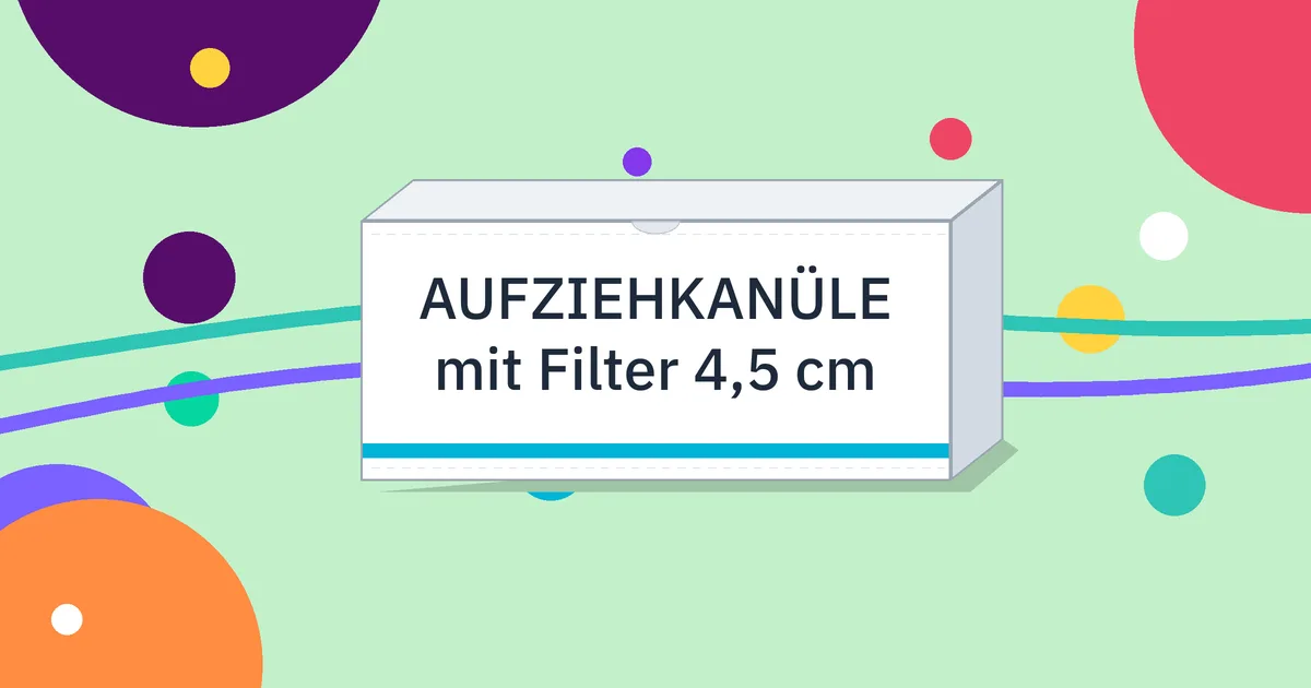 Symbolbild: Packung mit der Aufschrift AUFZIEHKANÜLE mit Filter 4,5 cm (PZN 13425126) – Verfügbarkeit und Bezug in Apotheken in Frankfurt am Main