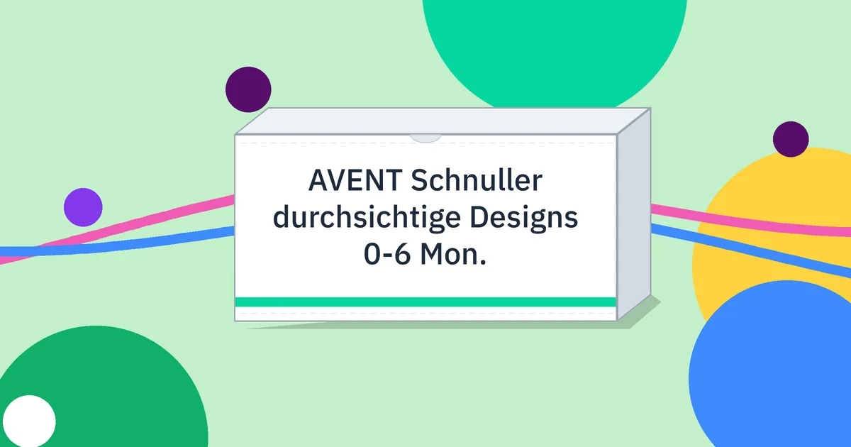 Symbolbild: Packung mit der Aufschrift AVENT Schnuller durchsichtige Designs 0-6 Mon. (PZN 06468690) – Verfügbarkeit und Bezug in Apotheken in Frankfurt am Main