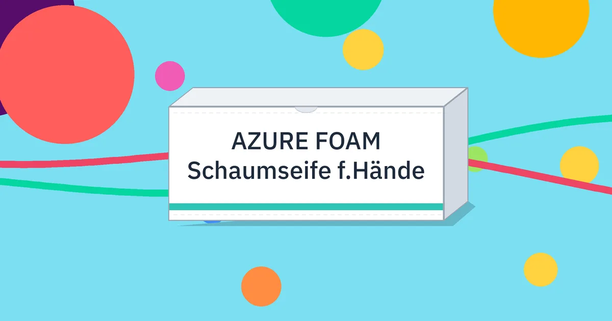 Symbolbild: Packung mit der Aufschrift AZURE FOAM Schaumseife f.Hände (PZN 16014116) – Verfügbarkeit und Bezug in Apotheken in Frankfurt am Main