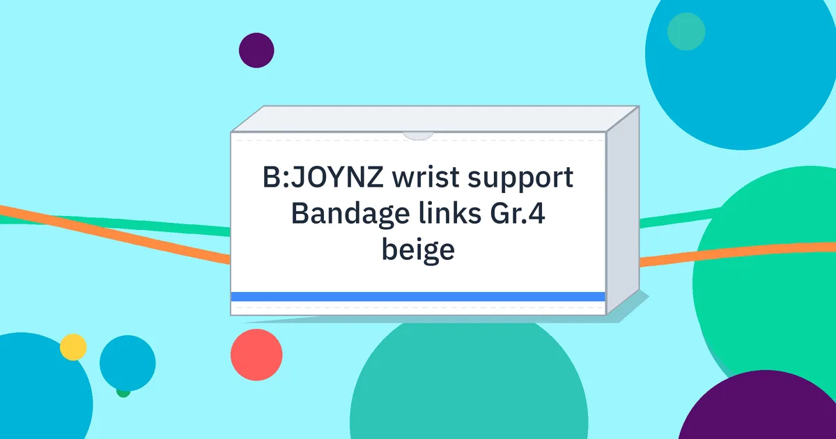 Symbolbild: Packung mit der Aufschrift B:JOYNZ wrist support Bandage links Gr.4 beige (PZN 20522597) – Verfügbarkeit und Bezug in Apotheken in Frankfurt am Main
