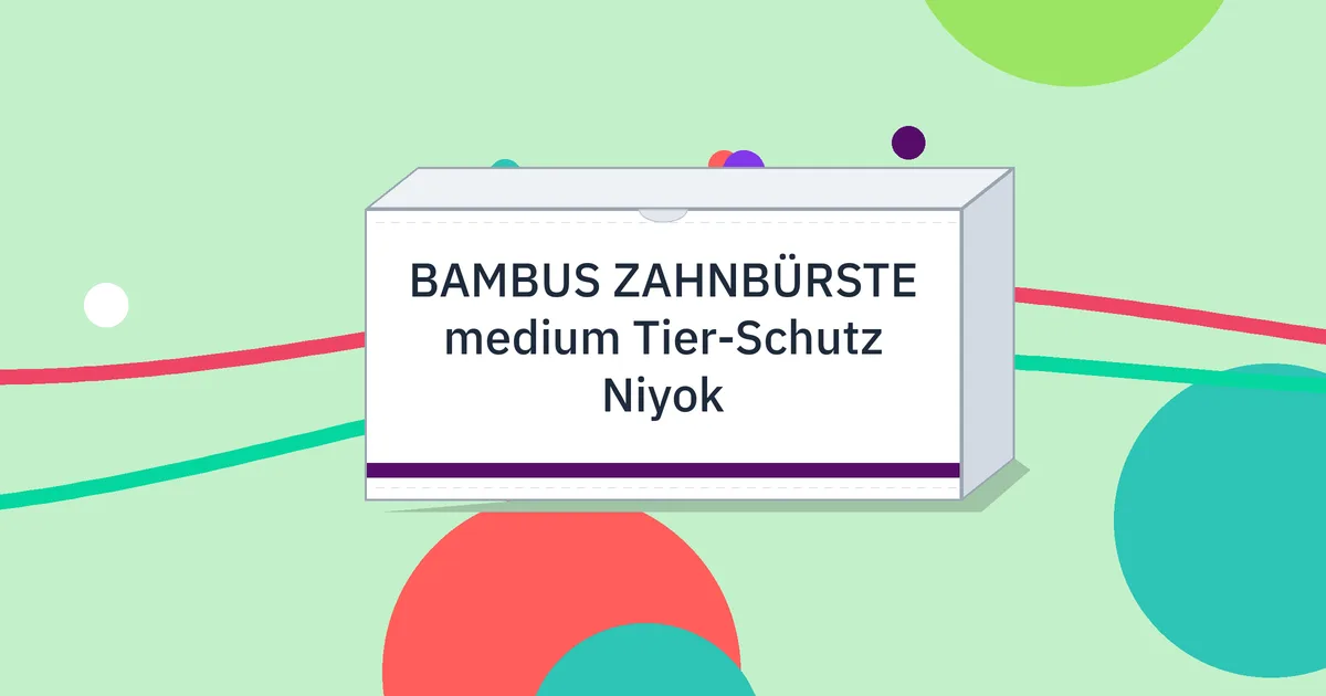 Symbolbild: Packung mit der Aufschrift BAMBUS ZAHNBÜRSTE medium Tier-Schutz Niyok (PZN 17535805) – Verfügbarkeit und Bezug in Apotheken in Frankfurt am Main