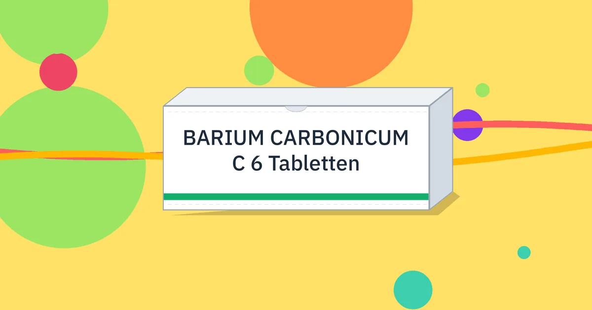 Symbolbild: Packung mit der Aufschrift BARIUM CARBONICUM C 6 Tabletten (PZN 07161114) – Verfügbarkeit und Bezug in Apotheken in Frankfurt am Main