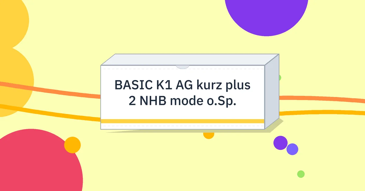 Symbolbild: Packung mit der Aufschrift BASIC K1 AG kurz plus 2 NHB mode o.Sp. (PZN 20260298) – Verfügbarkeit und Bezug in Apotheken in Frankfurt am Main