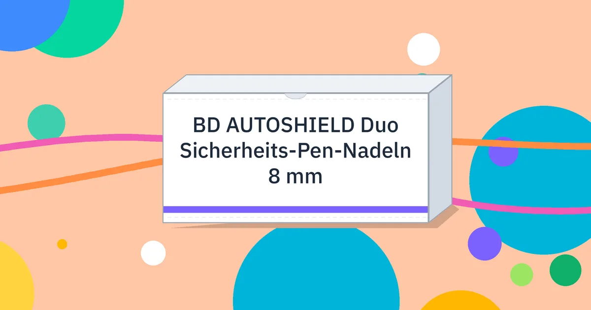 Symbolbild: Packung mit der Aufschrift BD AUTOSHIELD Duo Sicherheits-Pen-Nadeln 8 mm (PZN 07685538) – Verfügbarkeit und Bezug in Apotheken in Frankfurt am Main
