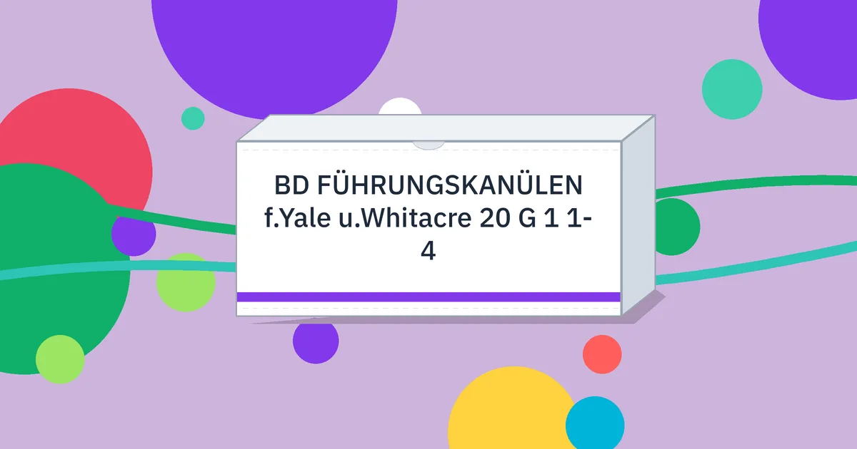 Symbolbild: Packung mit der Aufschrift BD FÜHRUNGSKANÜLEN f.Yale u.Whitacre 20 G 1 1-4 (PZN 07546274) – Verfügbarkeit und Bezug in Apotheken in Frankfurt am Main