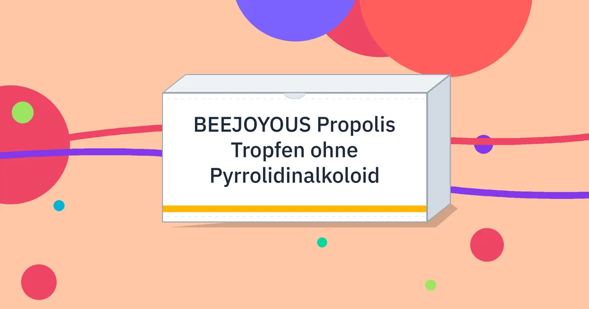 Symbolbild: Packung mit der Aufschrift BEEJOYOUS Propolis Tropfen ohne Pyrrolidinalkoloid (PZN 18033282) – Verfügbarkeit und Bezug in Apotheken in Frankfurt am Main