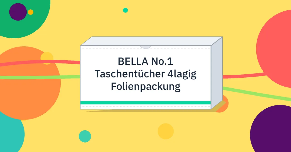 Symbolbild: Packung mit der Aufschrift BELLA No.1 Taschentücher 4lagig Folienpackung (PZN 17368402) – Verfügbarkeit und Bezug in Apotheken in Frankfurt am Main